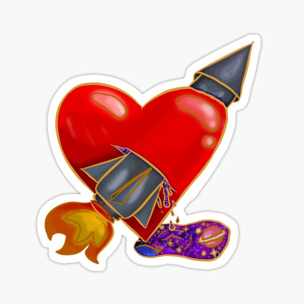 "Rocket heart doodle design" Sticker by Celestian-Lunar | Redbubble