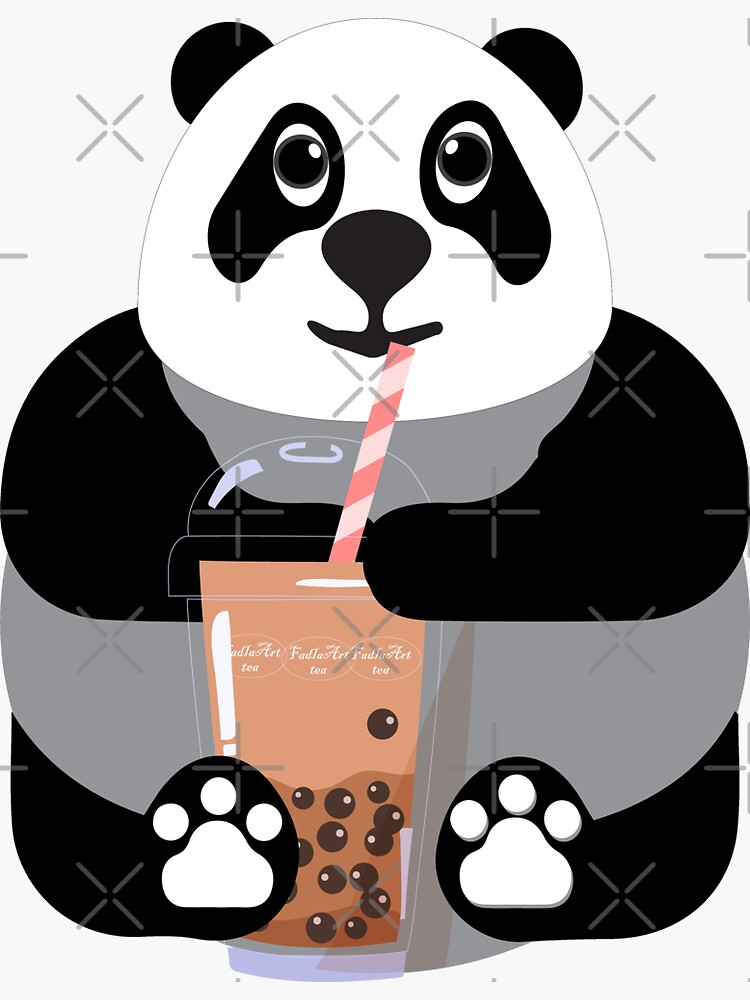 "cute panda bubble tea " Sticker for Sale by fadlaart | Redbubble