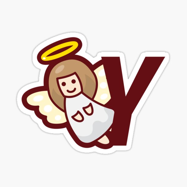 Pegatina «Alfabeto de ángel. Letra Y. Lindo diseño angelical» de efenem ...