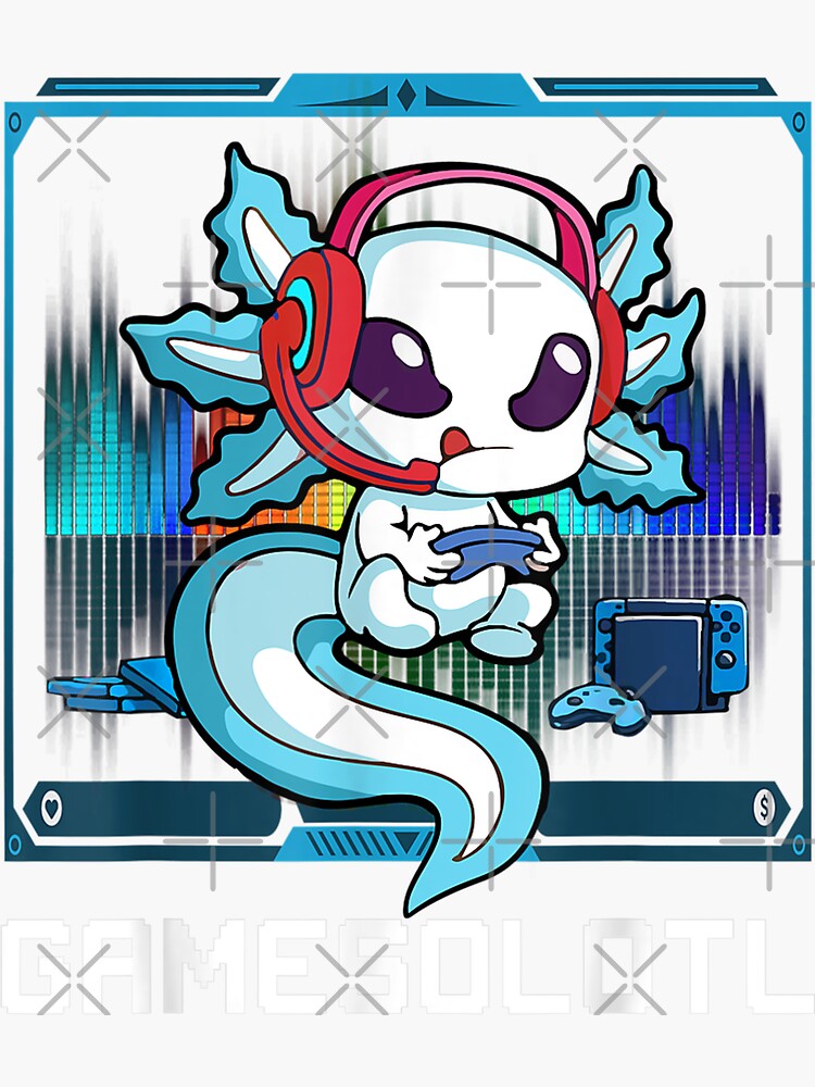 "Gamesolotl Gamer Axolotl Playing Video Games Gift Boys Girls" Sticker ...