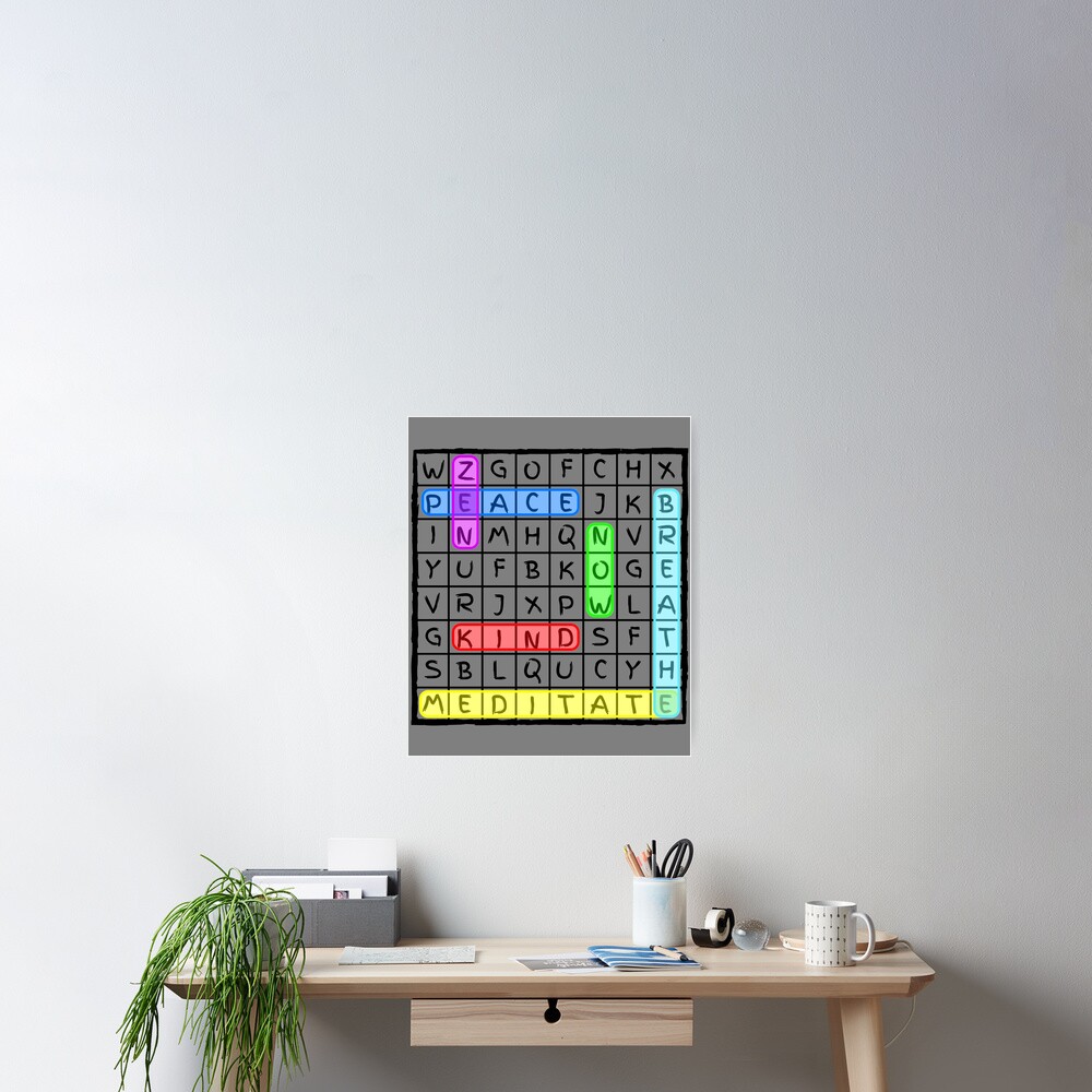 Meditation Word Search Puzzle Poster By VortexSpiral Redbubble meditation-word-search-puzzle-poster-by-vortexspiral-redbubble