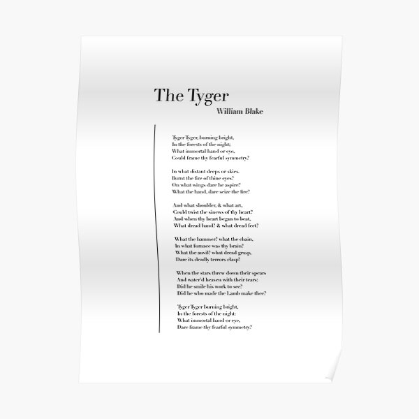 "The Tyger by William Blake" Poster for Sale by wisemagpie | Redbubble