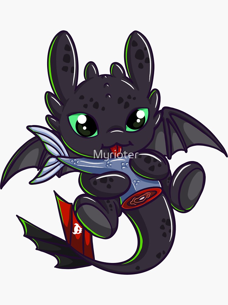 "toothless eat fish" Sticker for Sale by Myrioter | Redbubble