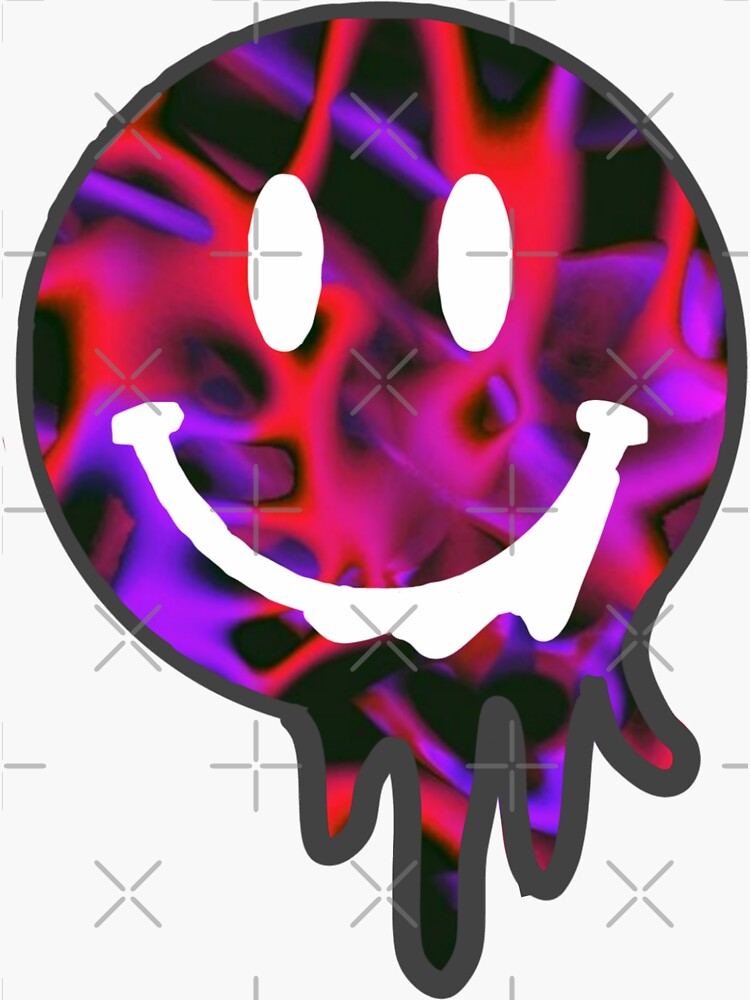 "Trippy Smiley Face (RED)" Sticker for Sale by Artbysaeme | Redbubble