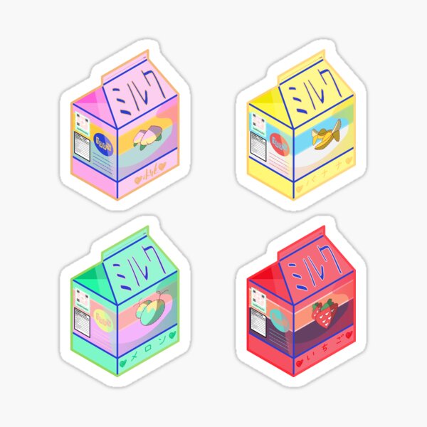 "Kawaii Flavored Milk " Sticker for Sale by sadimouto | Redbubble