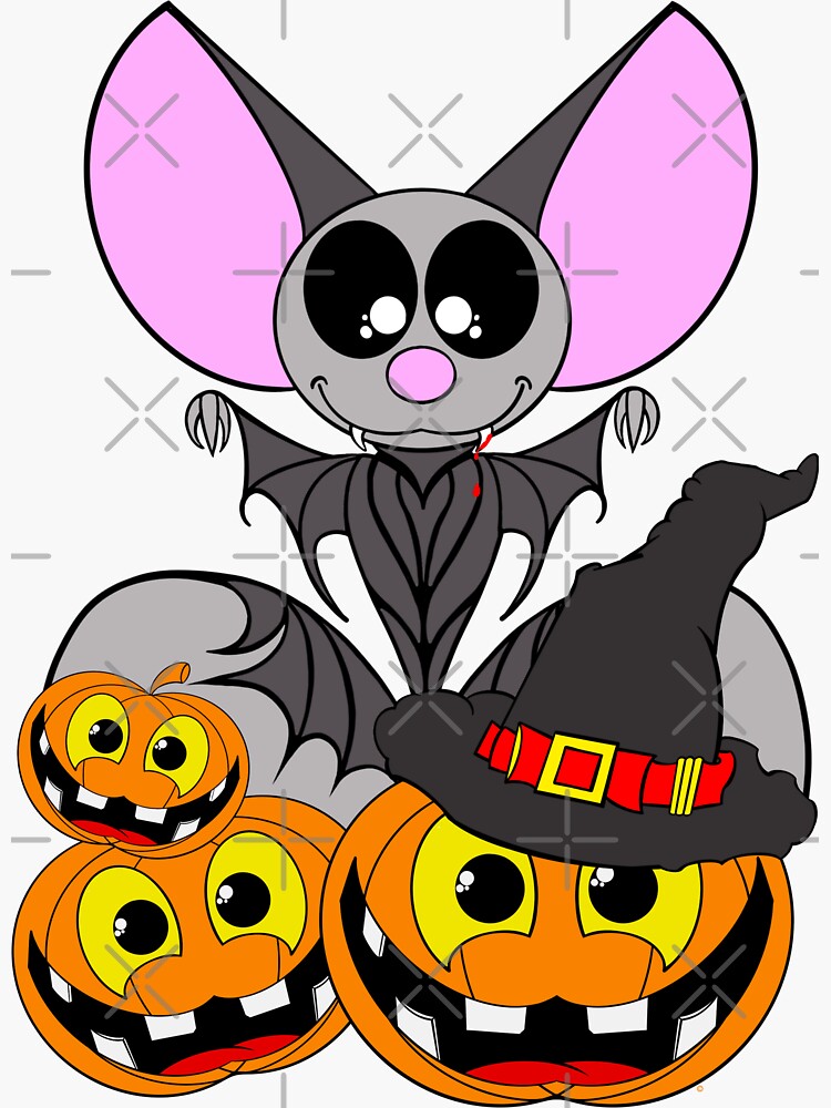 Pegatina «MURCIÉLAGO DE DIBUJOS ANIMADOS DE HALLOWEEN DETRÁS DE ...