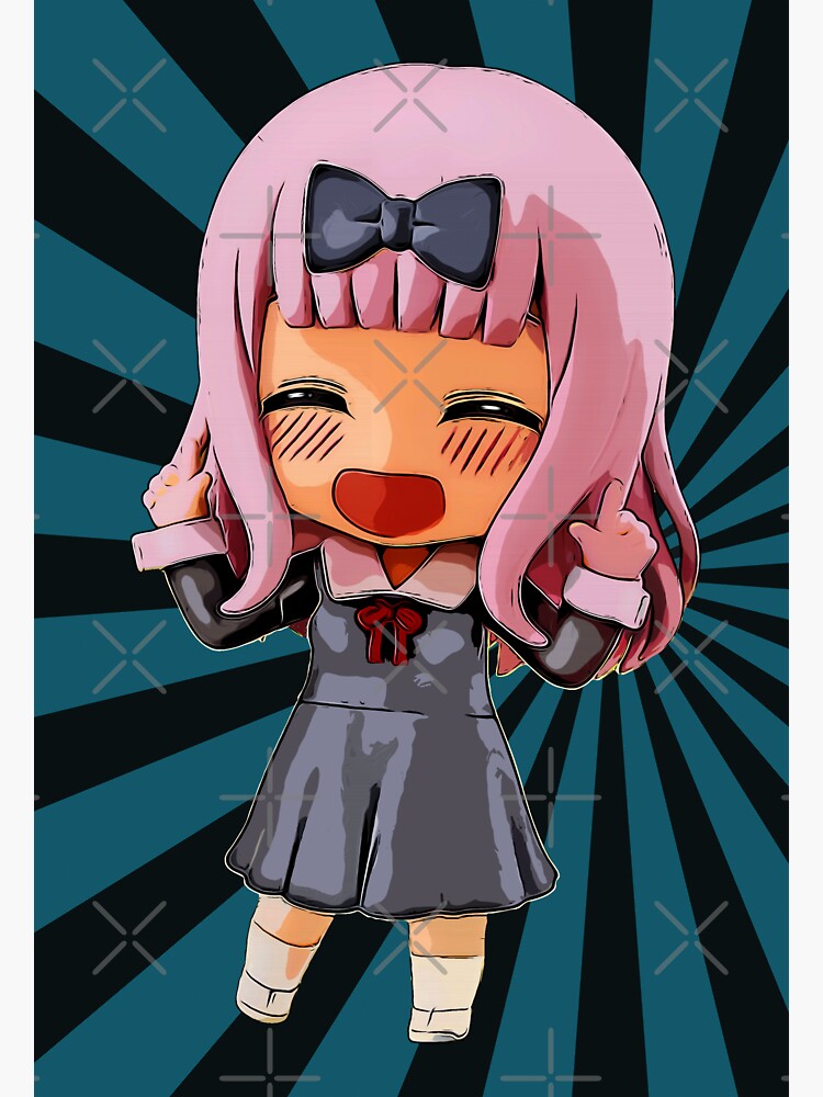 "Chika Fujiwara chibi with striped background" Sticker for Sale by ...