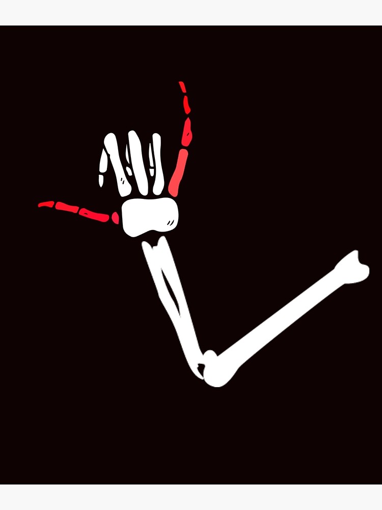 "Skeleton Hand with 2 red fingers, Halloween Season Party" Art Print by ...