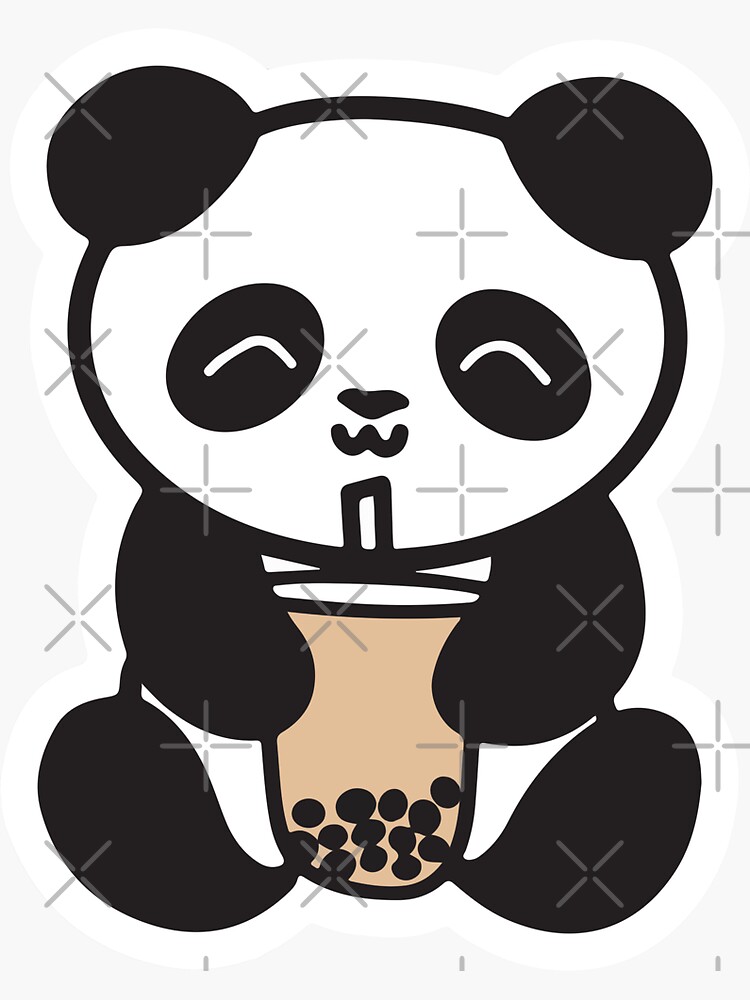 "Panda Bubble Tea - Cute Panda Drinking Bubble Tea" Sticker for Sale by ...