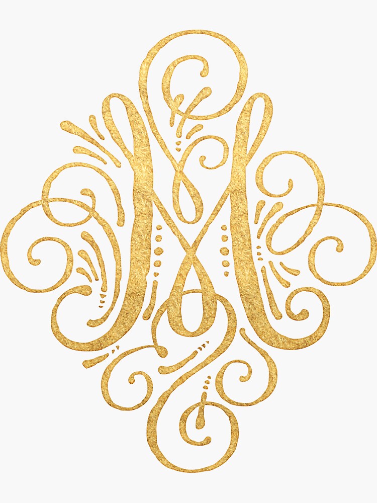 "Golden Monogram Letter M" Sticker for Sale by junkydotcom | Redbubble