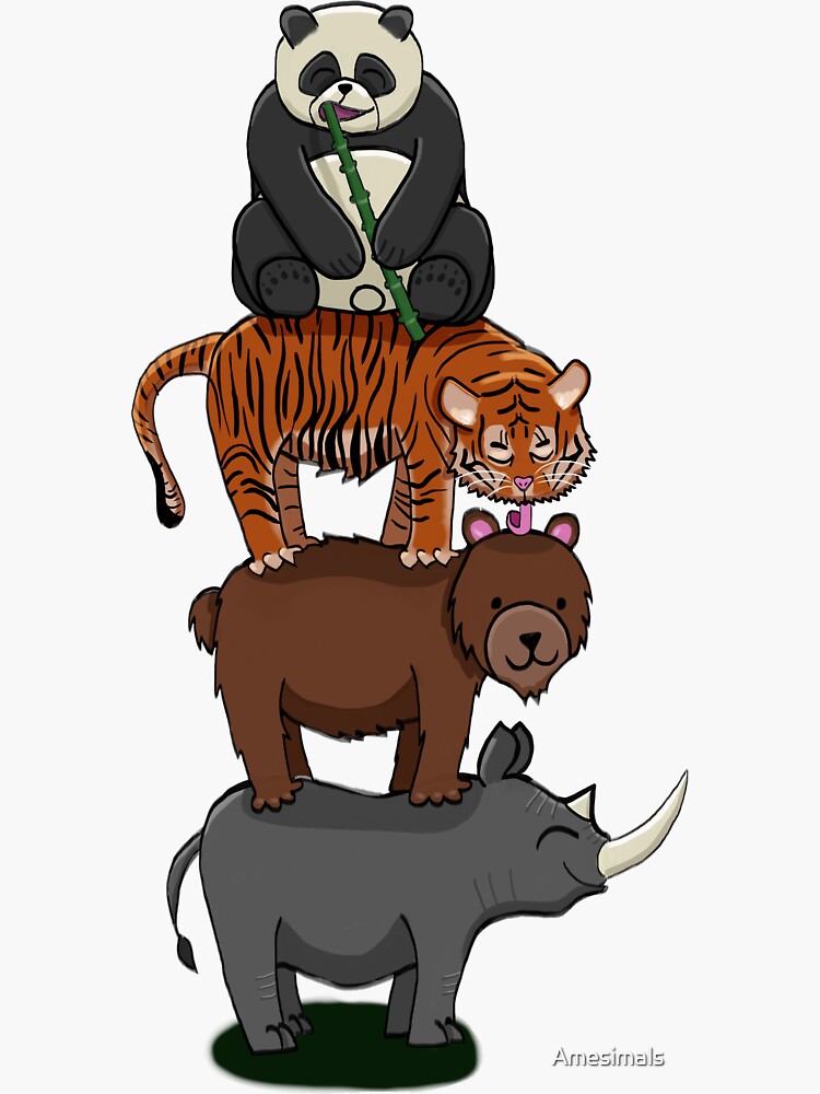 "Animal stack" Sticker for Sale by Amesimals | Redbubble