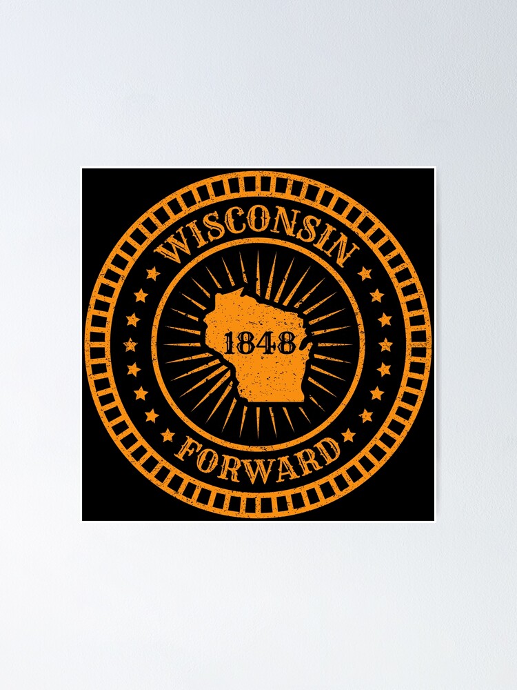 "Wisconsin - Map Motto Forward - Badge Midwestern Ratification - US ...