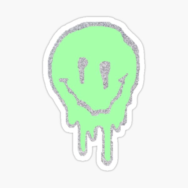 "Green glitter drippy face" Sticker for Sale by Als10806 | Redbubble