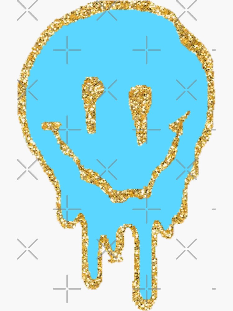 "Blue gold drippy face" Sticker for Sale by Als10806 | Redbubble