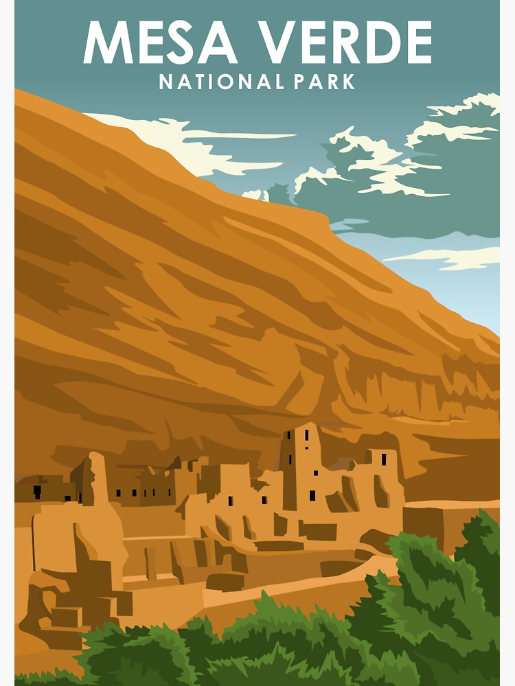 "Mesa Verde National Park Vintage Travel Poster" Sticker for Sale by ...