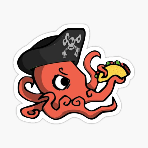 "TAKO-TACO the PIRATE OCTOPUS" Sticker for Sale by SweetPeasBoatTs ...