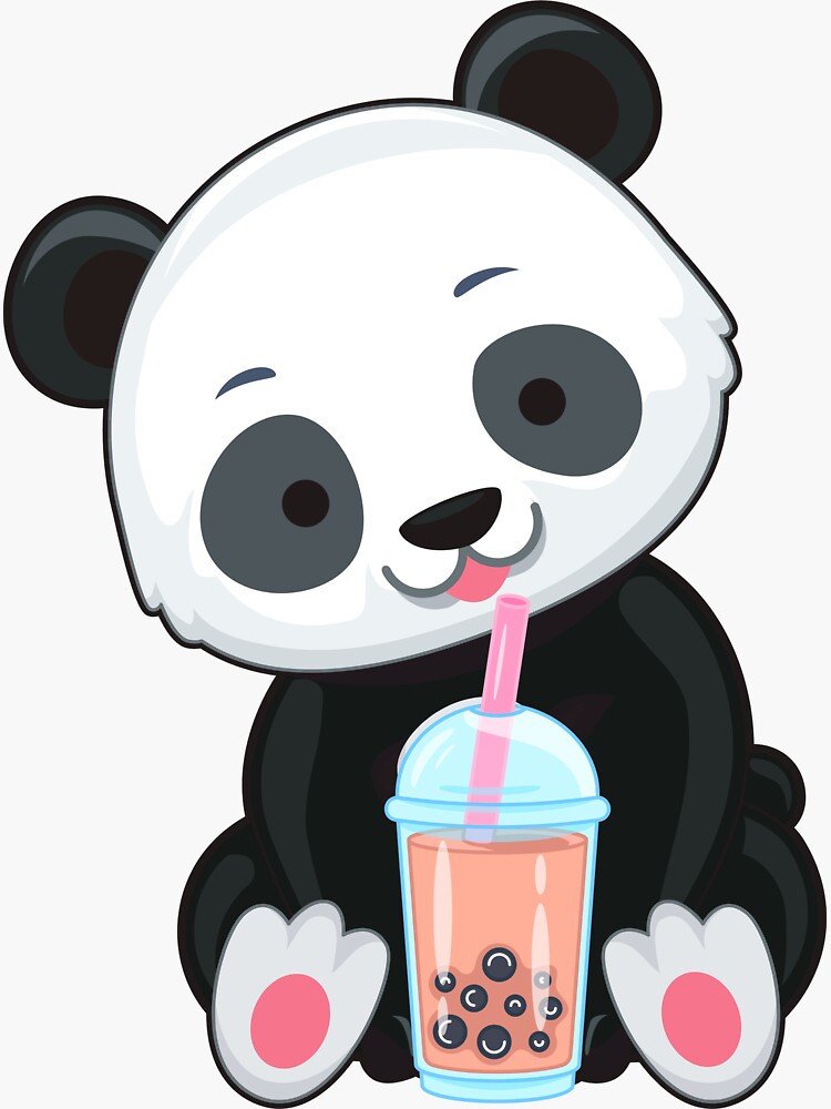 "Cute Panda enjoying Bubble Tea" Sticker for Sale by TeaDeco | Redbubble