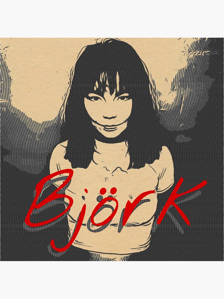 "Bjork Retro" Sticker by rowseycmac | Redbubble