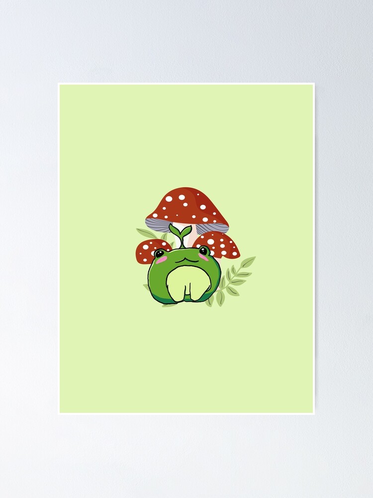 "Kawaii Cottagecore Frog with Toadstools" Poster for Sale by ...