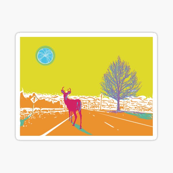"Deer in the headlights lithograph" Sticker for Sale by spinmeright ...