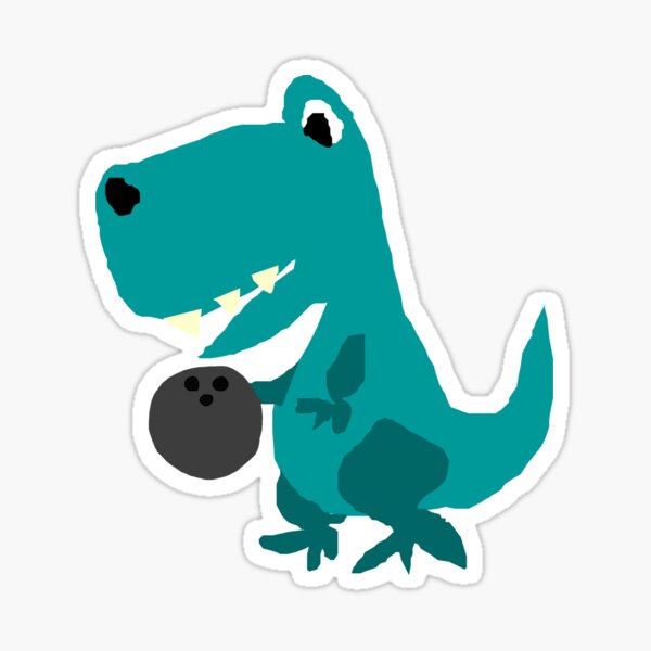 "Funny T-rex Dinosaur Bowling Cartoon" Sticker for Sale by naturesfancy ...