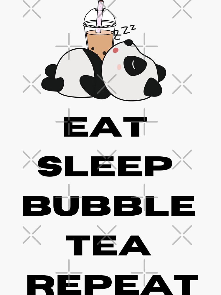 "Panda Eat Sleep Bubble Tea Repeat" Sticker by RheaRealm | Redbubble