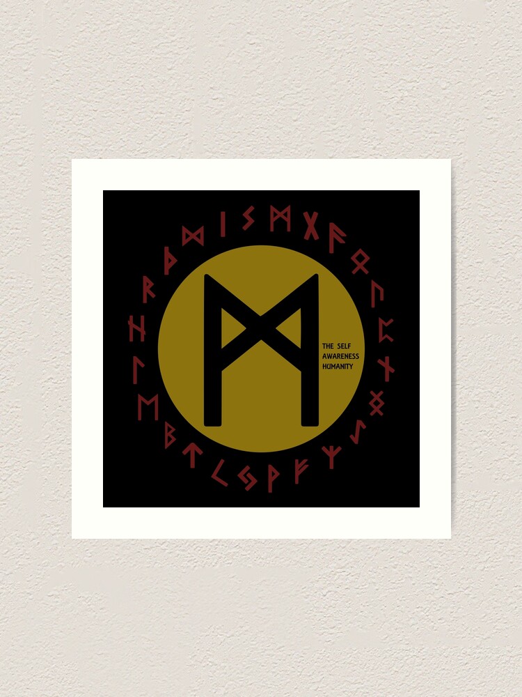 "Yellow Mannaz Elder Futhark Rune | Viking | Pagan Symbol" Art Print ...