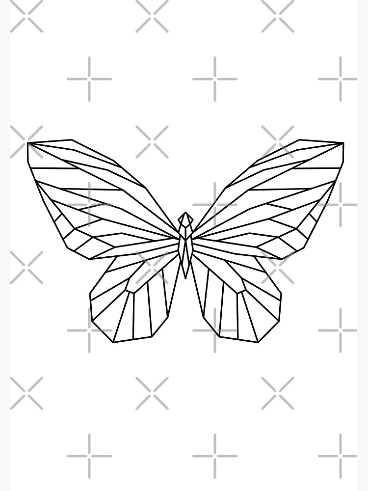 "Geometric Butterfly Line Drawing Art Board T-Shirt Print Sticker ...
