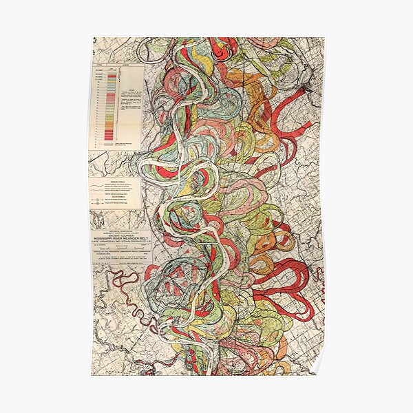 "Vintage 1944 Map of Meandering Mississippi River #7" Poster for Sale ...