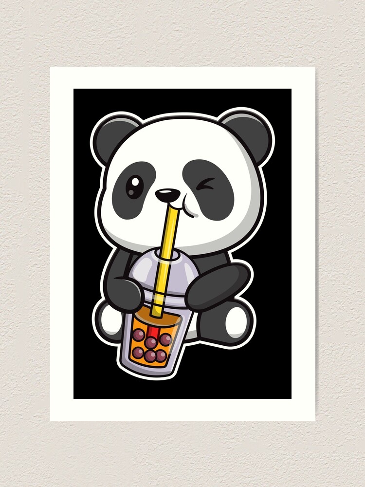 "Panda Bubble Tea - Cute Kawaii Panda Drinking Bubble Tea" Art Print ...