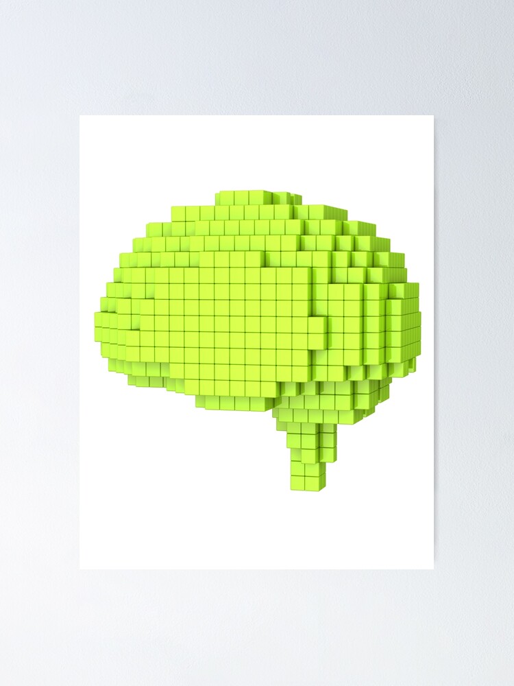 Poster « Cerveau Voxel, t-shirt Voxel t-shirt, cerveau minecraft », par ...