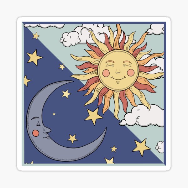 "Smiling Sun and Moon" Sticker for Sale by mbarney9 | Redbubble