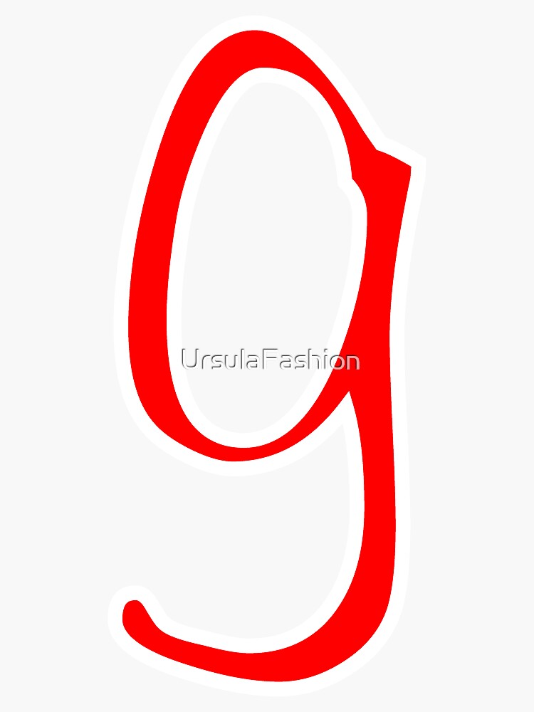 "Red lowercase letter g" Sticker for Sale by UrsulaFashion | Redbubble