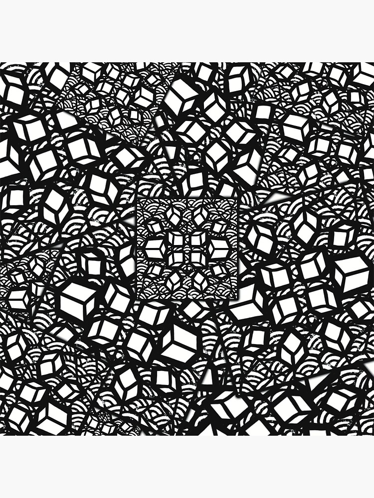 "Cube Collision Daydreams | Black and White Line Art" Poster for Sale ...