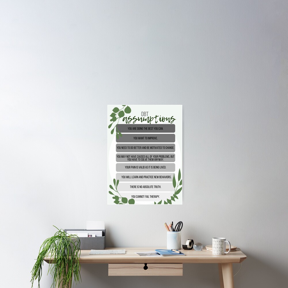 "DBT Dialectical Behavior Therapy Assumptions" Poster for Sale by ...