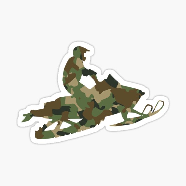 "Vintage Snowmobiling Camo Camouflage Snowmobile Sled Rider" Sticker ...