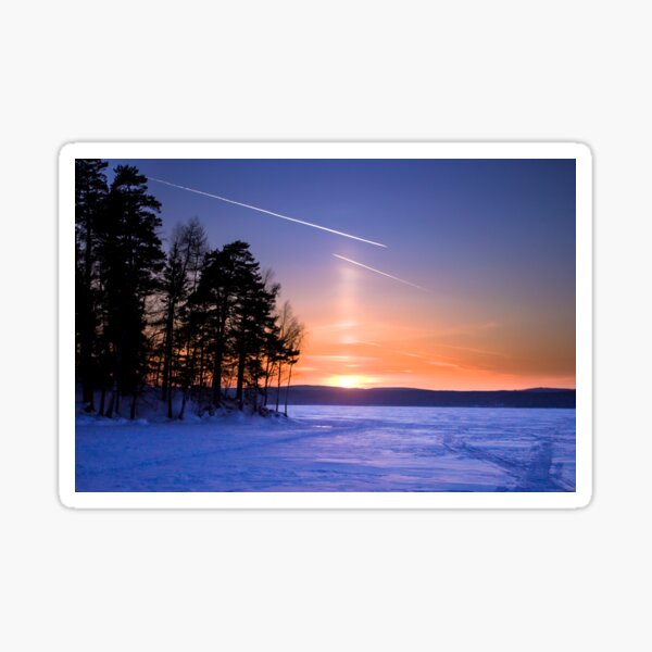 "Sun pillar and contrails" Sticker for Sale by SvetlanaKorneli | Redbubble