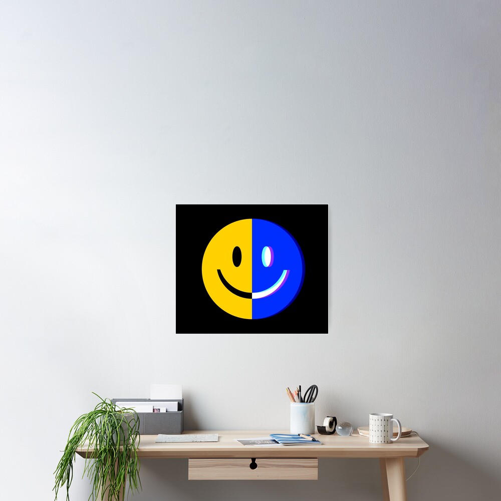 "Half Yellow Half Inverted Smiley Face" Poster for Sale by ...