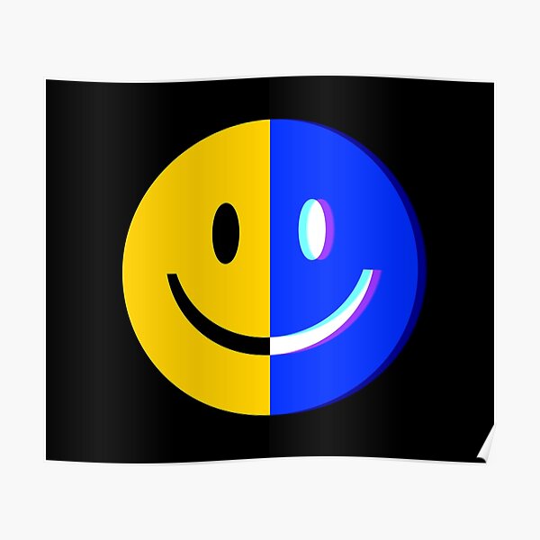 "Half Yellow Half Inverted Smiley Face" Poster for Sale by ...