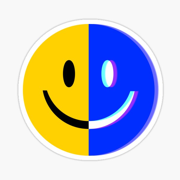 "Half Yellow Half Inverted Smiley Face" Sticker for Sale by ...