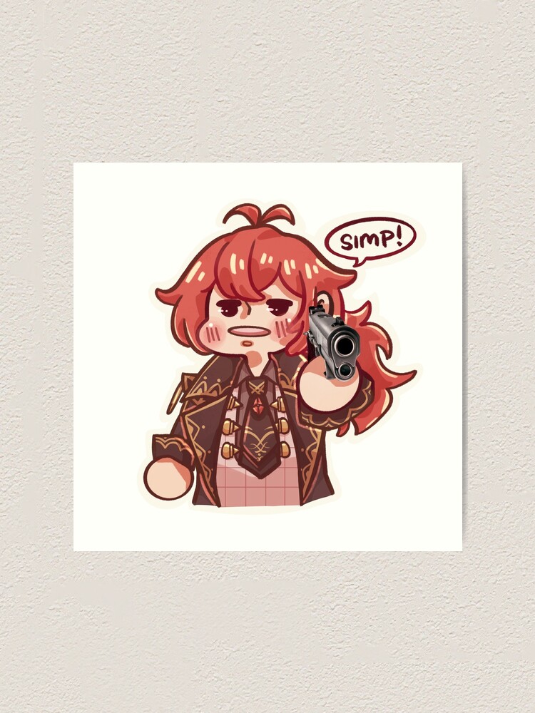 "Simp Spotted! (Diluc from Genshin Impact Artwork)" Art Print for Sale ...