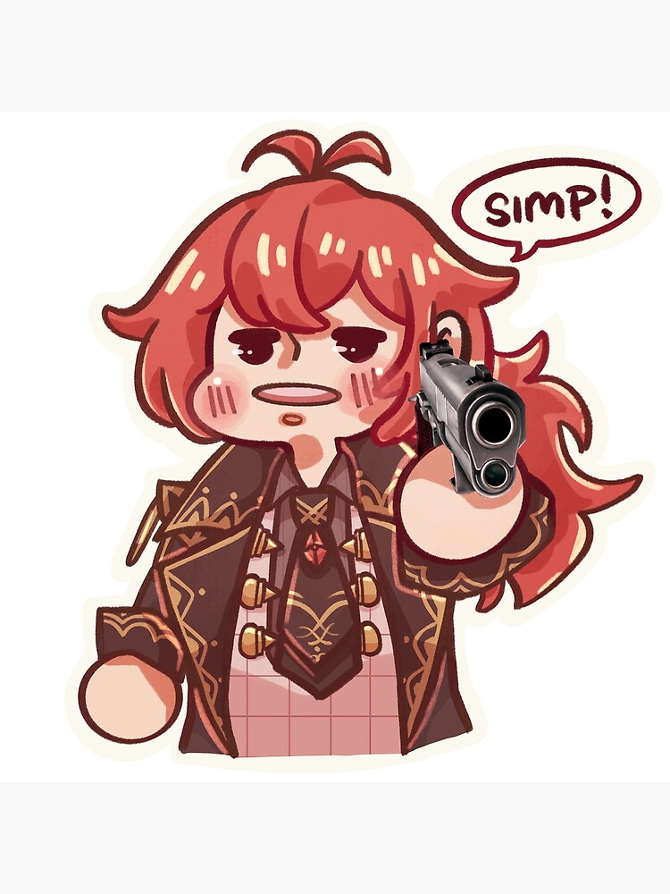 "Simp Spotted! (Diluc from Genshin Impact Artwork)" Poster by ...