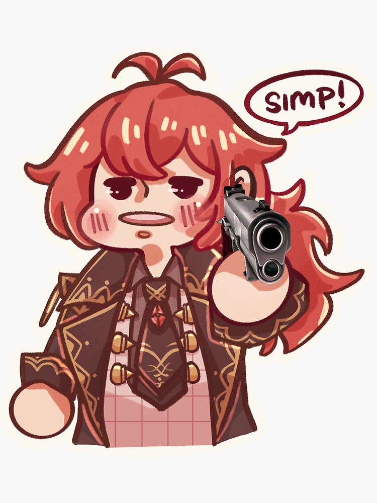 "Simp Spotted! (Diluc from Genshin Impact Artwork)" Sticker for Sale by ...