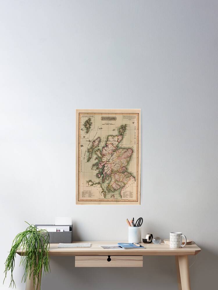 "Vintage Map of Scotland (1814) " Poster for Sale by BravuraMedia ...