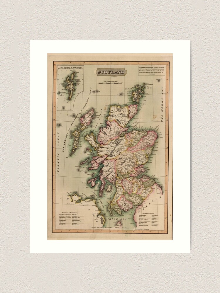 "Vintage Map of Scotland (1814) " Art Print for Sale by BravuraMedia ...