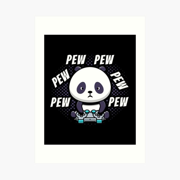 "Pew Pew Cute Gaming Panda, Animal Print, Gamer Console" Art Print for ...