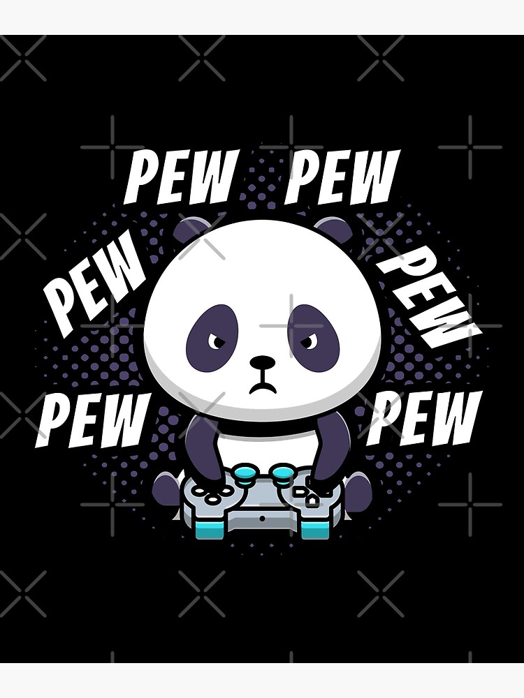 "Pew Pew Cute Gaming Panda, Animal Print, Gamer Console" Art Print for ...
