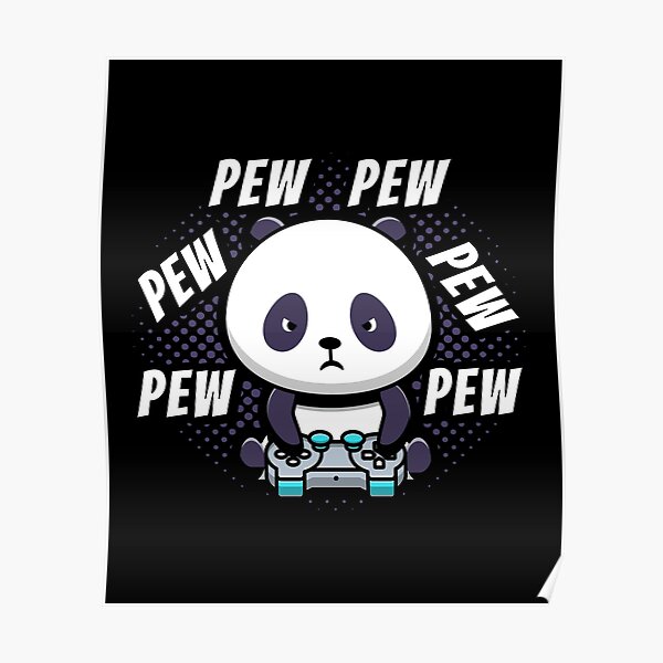"Pew Pew Cute Gaming Panda, Animal Print, Gamer Console" Poster for ...