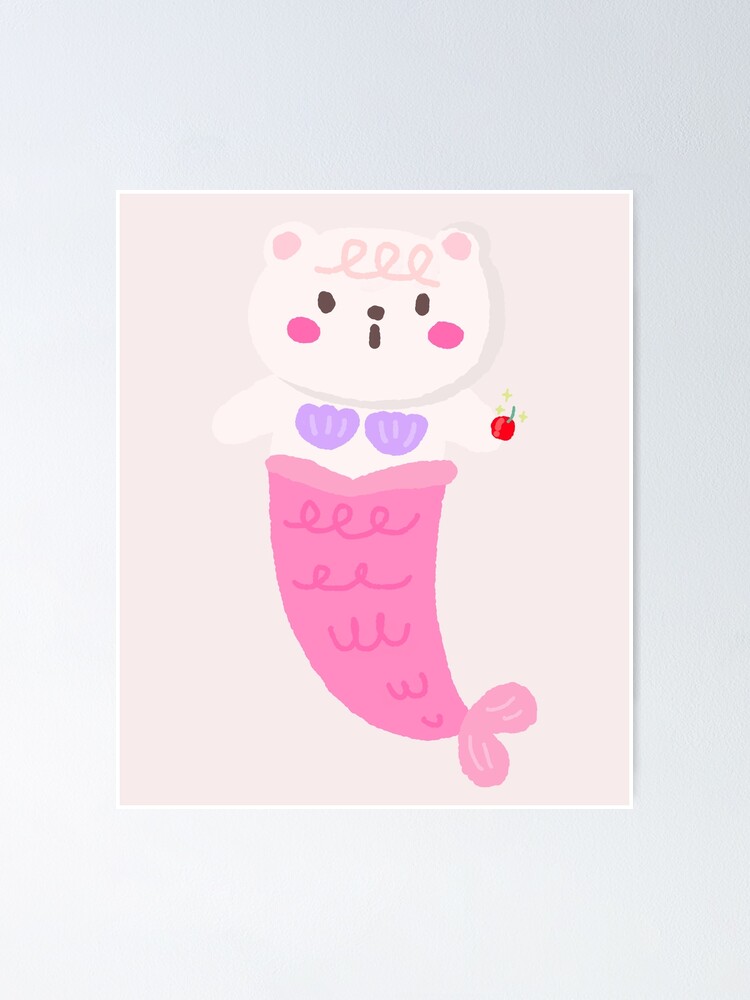 "So Cute Pink Little Bear Mermaid" Poster for Sale by TWO-EIGHT-ONE ...