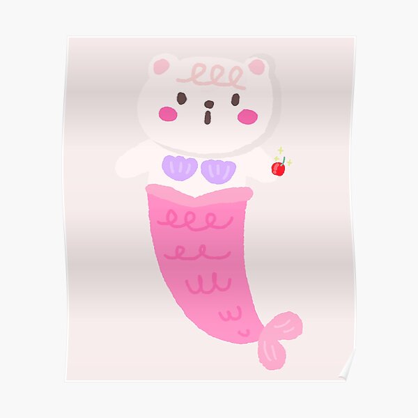 "So Cute Pink Little Bear Mermaid" Poster for Sale by TWO-EIGHT-ONE ...